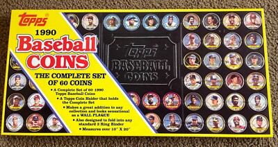 ** TOPPS 1990 Baseball Coins Complete Set of 60 Coins & Holder PERFECT ...
