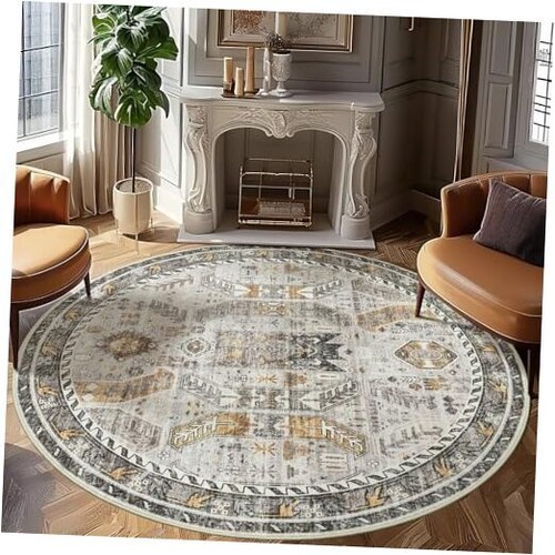 Ultra-Thin Washable 6ft Round Rug - Teal 6x6 Circle Rugs for 6'x6 ...