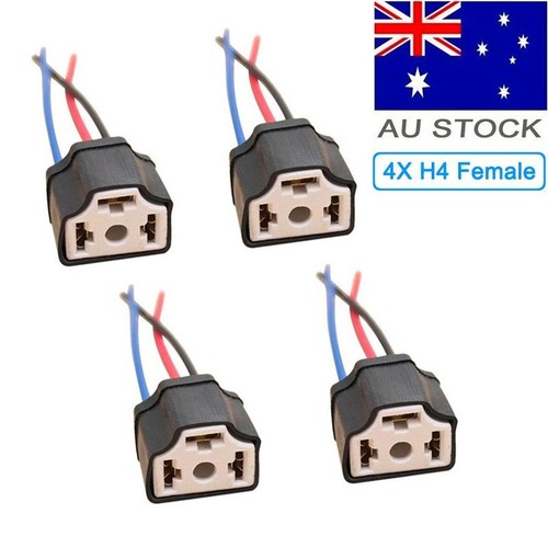 4X Female H4 9003 Ceramic Car LED HID Halogen Headlight Socket Adaptors ...