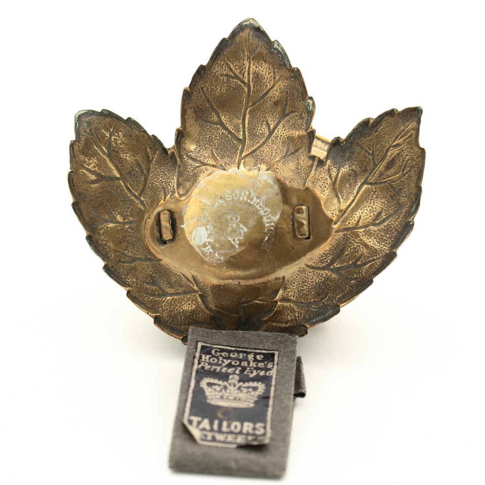 Victorian Brass Needle Case by W Avery Redditch Walnut on a Leaf Base ...
