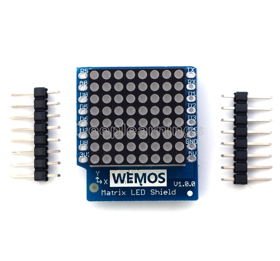8x8 Matrix LED V1.0.0 Shield 8 Step Adjustable Intensity for WEMOS D1 ...