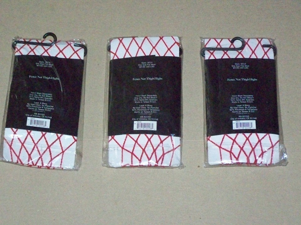 3 LEG AVENUE Red Fence Net Thigh Highs Sexy club dance wear party work ...