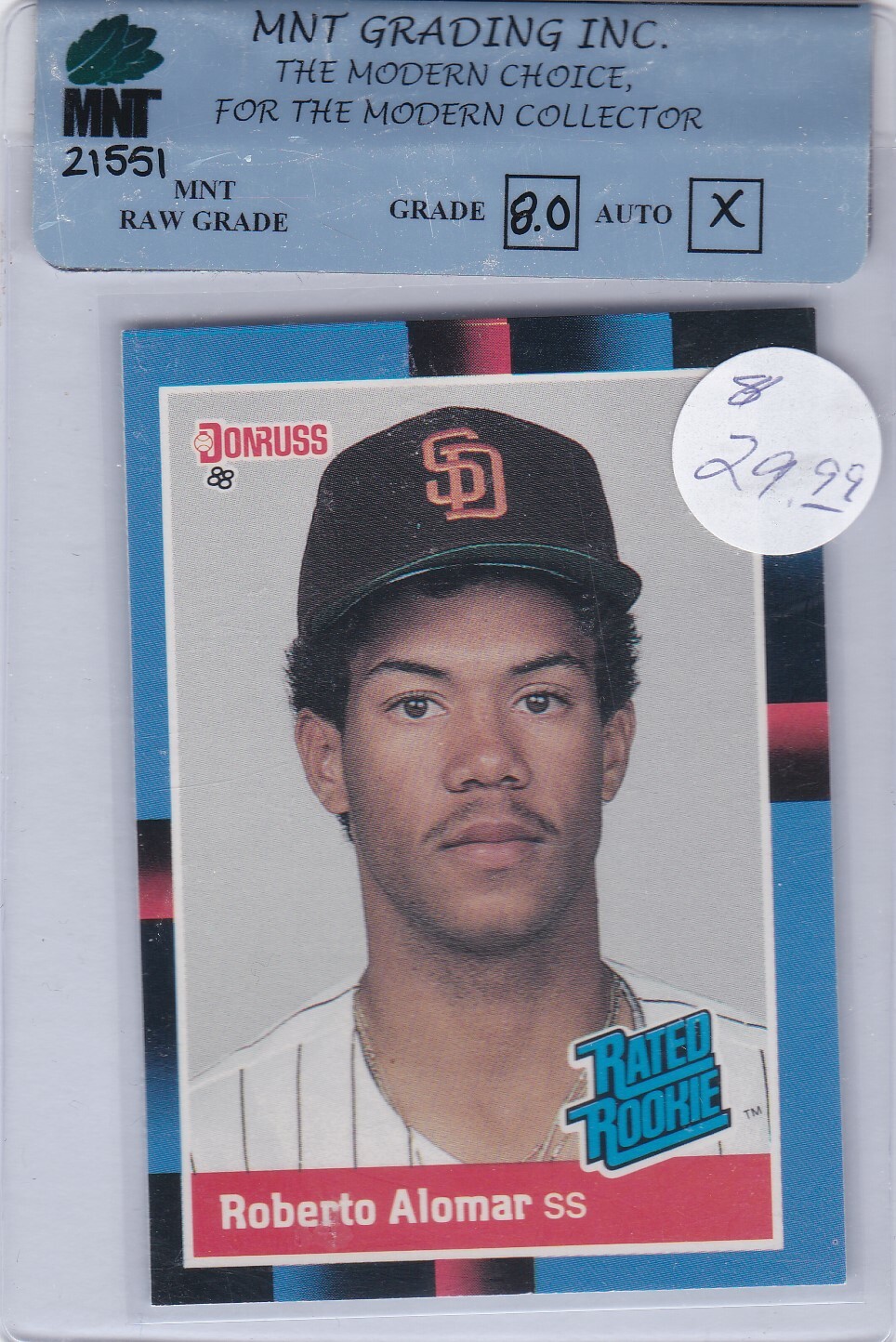 1987 Donruss Robbie Alomar MNT Grading Inc. Grading 8 Rookie Card | eBay