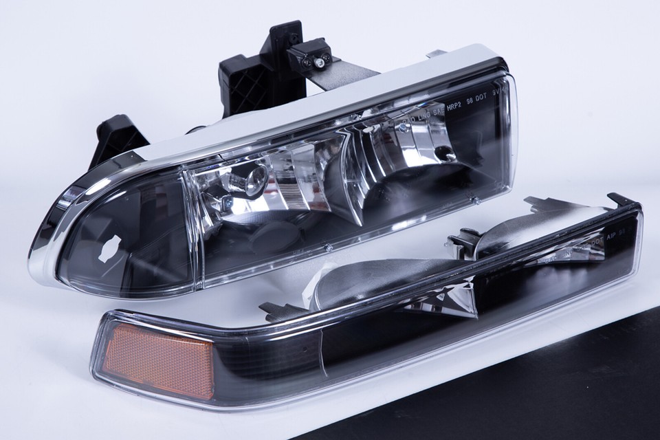 Fit For 98-04 CHEVY S10/BLAZER Headlights Assembly Black Housing Amber ...
