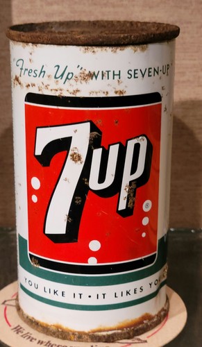 1950S BLACK STRIPE 7 UP FLAT TOP SODA CAN 7UP RESEARCH CORP ST LOUIS | eBay