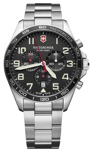 Victorinox Swiss Army Fieldforce Chrono Steel Black Dial Date Mens ...