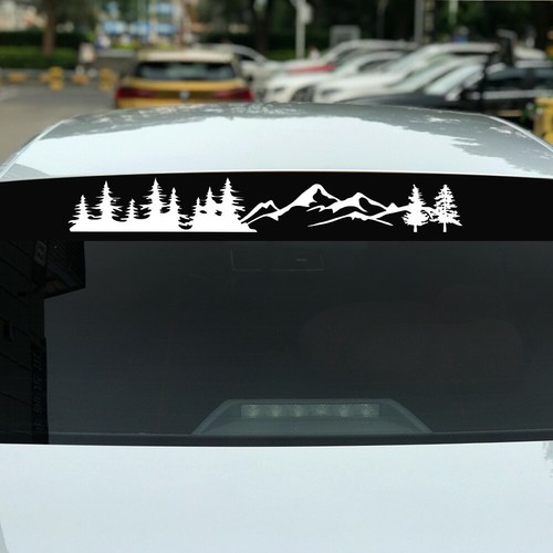 Car Front Windshield PVC Sticker Tree Mountain Graphics Sunshade File ...