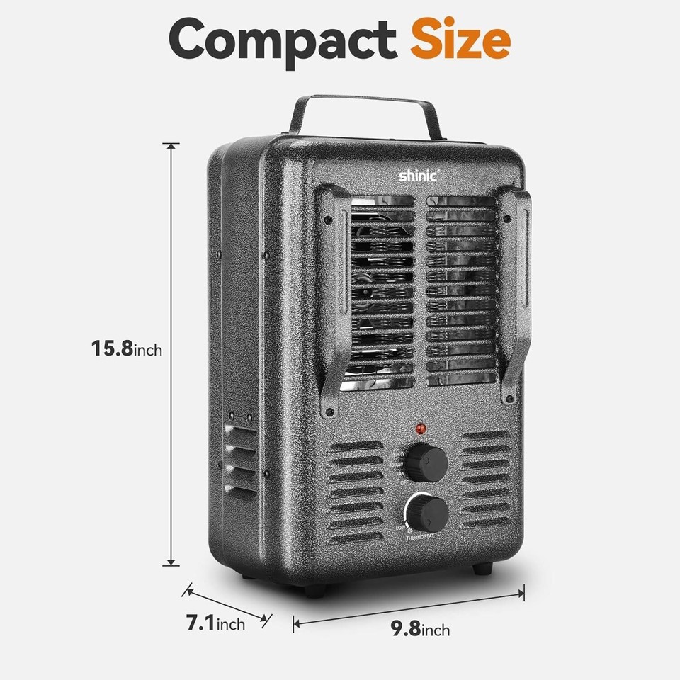 Space Heater,1500W Milkhouse Heater with Thermostat, Stay Cool Durable ...