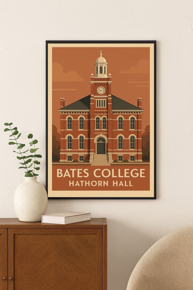 Bates College Hathorn Hall Poster - 2020s USA Architecture Print 🏛️🎨 ...