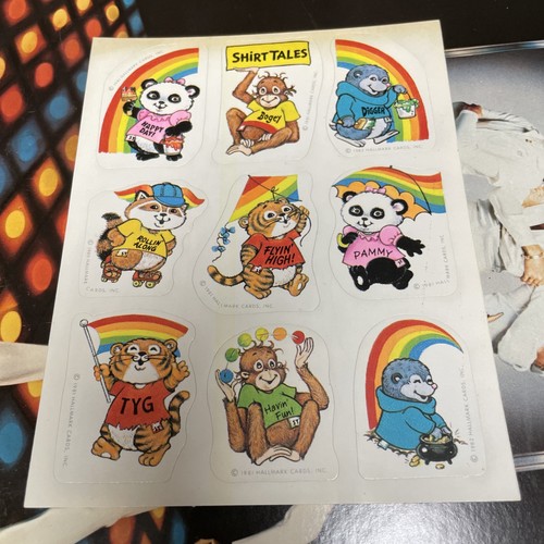 Vintage 80s SHIRT TALES Hallmark Sticker Sheet 1981 Cute Cartoon ...
