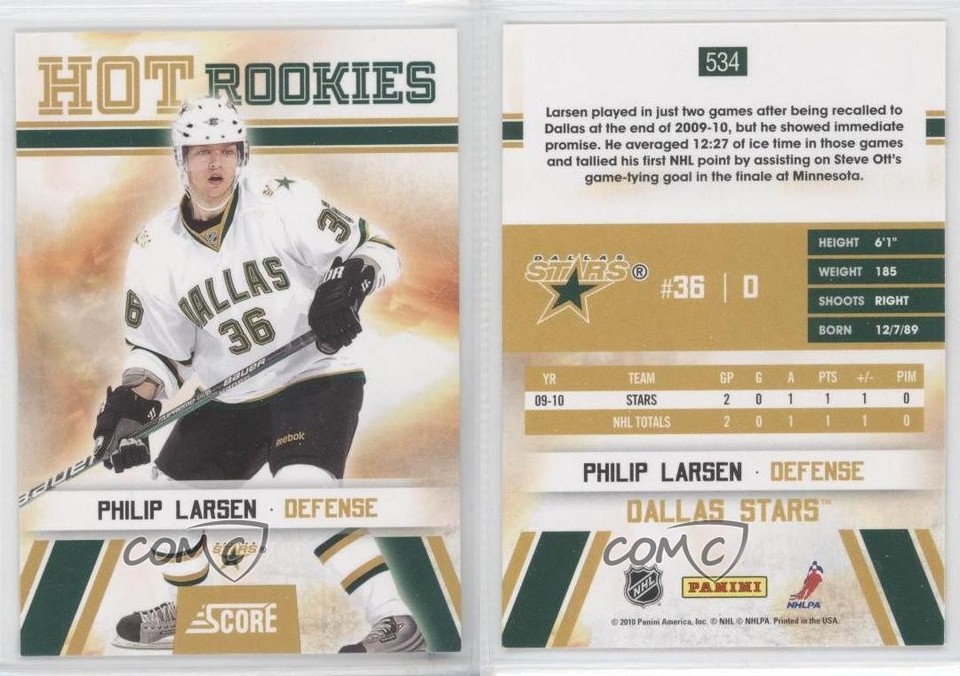 2010-11 Score Hot Rookies Philip Larsen #534 t4m | eBay