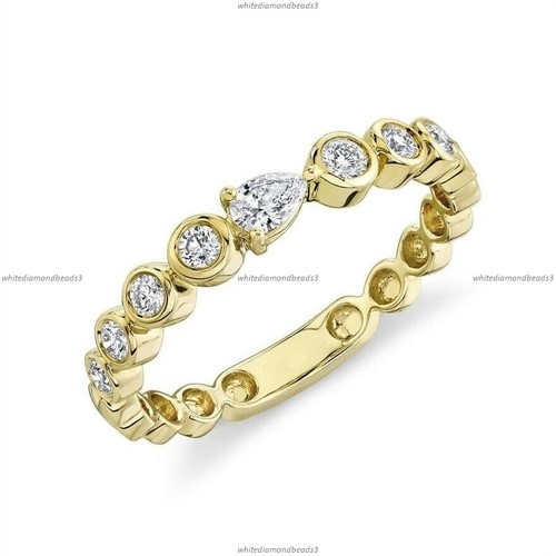 Gift For Her 14ct Gold Diamond Anniversary Band Birthday Engagement ...