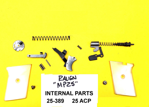 RAVEN MP 25 IN 25 CAL CHROME INTERNAL GUN PARTS WITH WHITE GRIPS #25 ...
