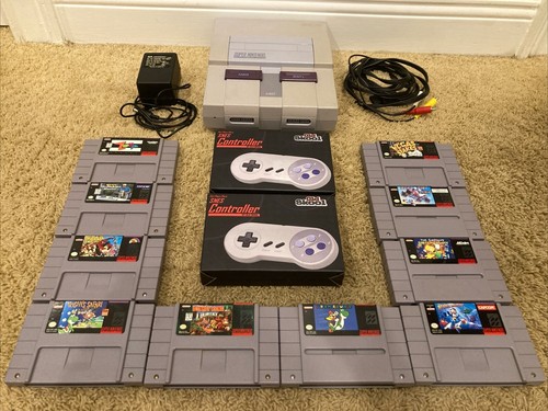 OEM Super Nintendo System SNES Console Bundle 10 games, Controllers ...