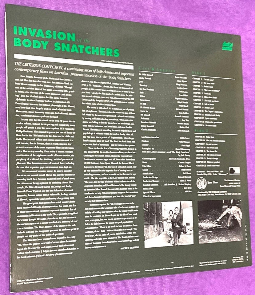 Invasion Of The Body Snatchers (Laserdisc / Criterion Collection / Don ...