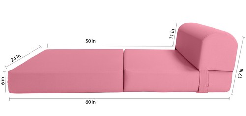Pink Sleeper Chair Folding Foam Beds, Portable Flip Couch Bed 6 x 24 x ...