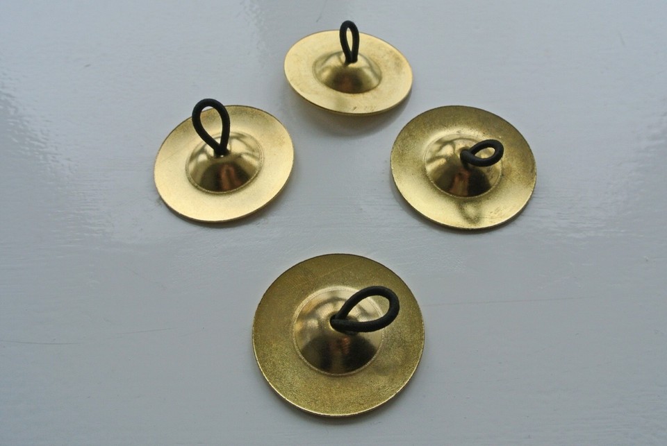 2 Pairs Finger Cymbals, Belly Dancing Singing, Brass with Elastic ...