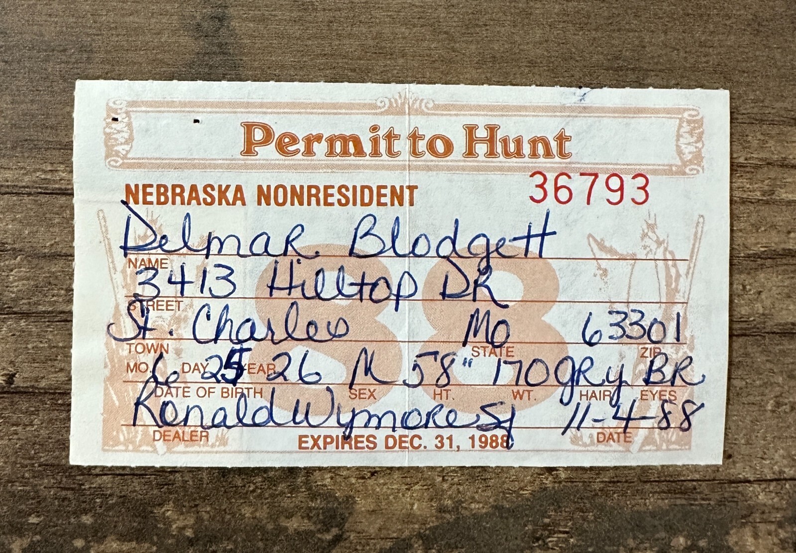 1988 - State Habitat Stamp ***NEBRASKA*** Hunting Permit License | eBay