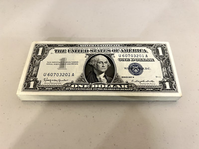 Consecutive 1957 One Dollar Blue Seal Note Silver Certificate Bill $1 ...