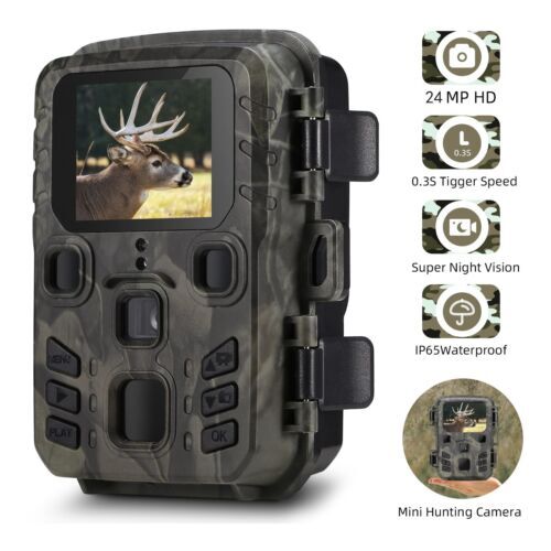1/4 Pack Mini Trail Camera 24MP 1080P Game Hunting Motion Activated ...