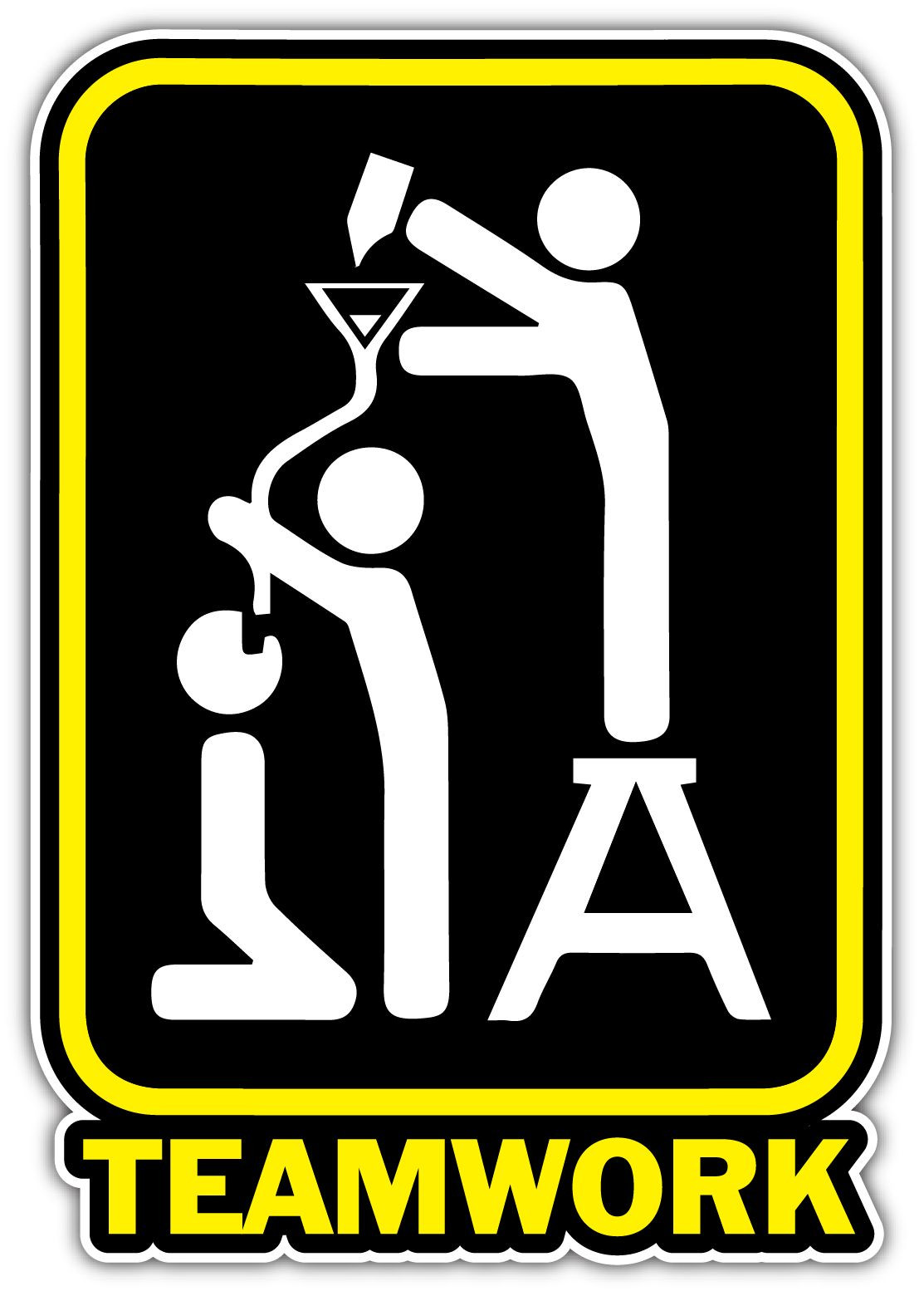 Drinking Alcoholic Beer Vodka Teamwork Fun Car Bumper Vinyl Sticker ...