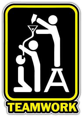 Drinking Alcoholic Beer Vodka Teamwork Fun Car Bumper Vinyl Sticker ...