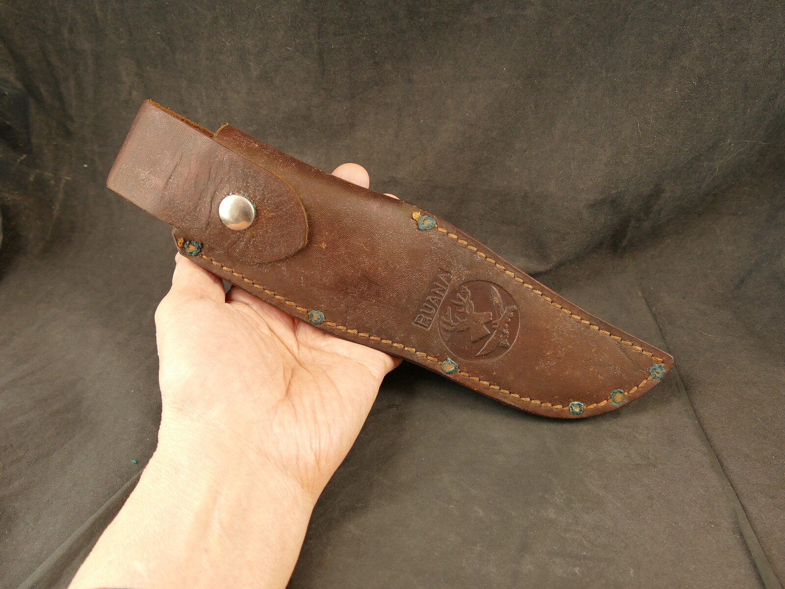 R.H. RUANA COPPER RIVETTED FIXED BLADE KNIFE SHEATH VINTAGE TUCSON ...