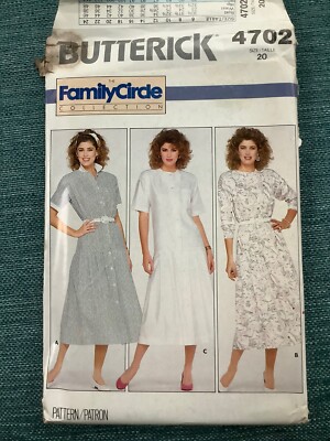 Misses/Petite Dress Pattern, Sze: 20, Family Circle, Butterick 4702 ...