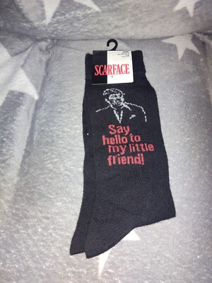 Scarface Crew Socks 1 Pair Men 6.5-12 Black Say Hello To My Little ...