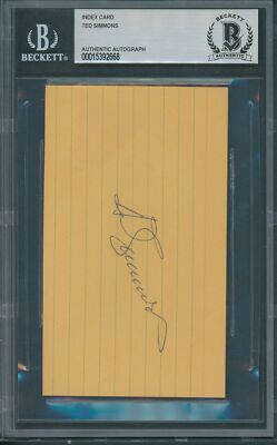 Ted Simmons Signed Index Card Beckett Authentic Autograph *2668 | eBay