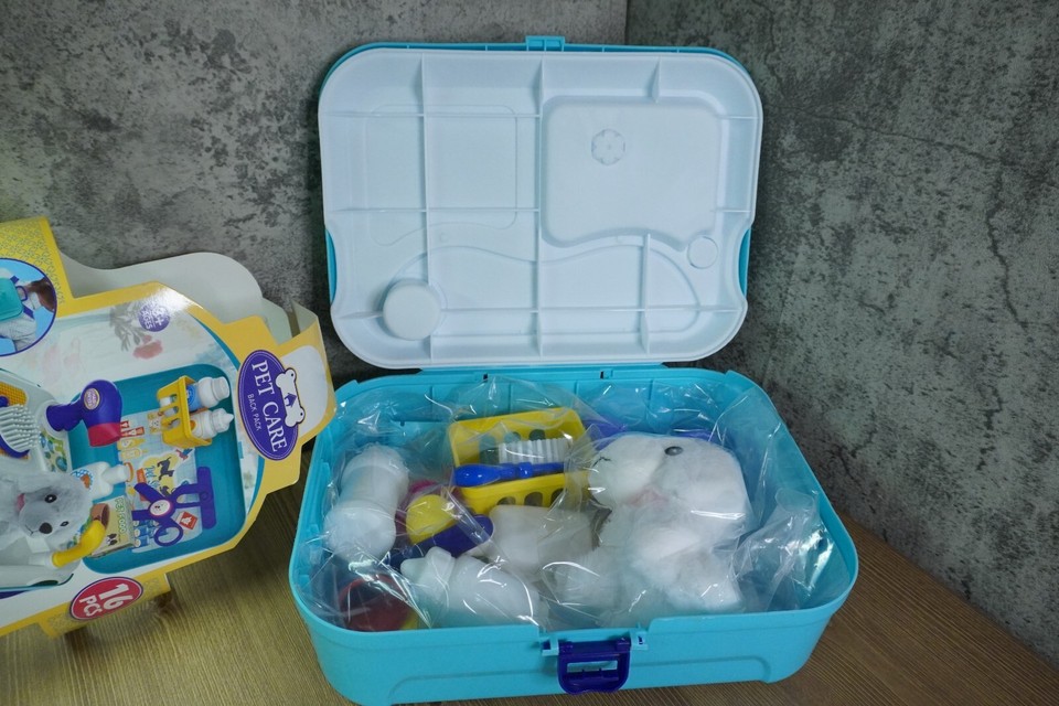 Pet Dog Care Play Set Doctor Kit for Kids 16 Pcs Pretend Vet Grooming ...