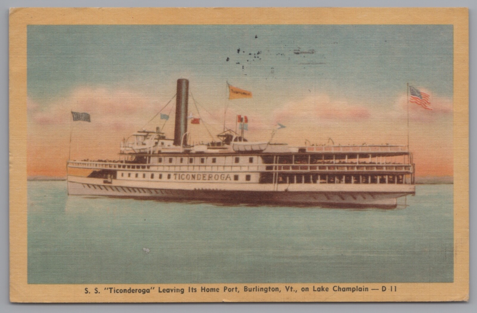 Postcard - SS Ticonderoga Burlington Vermont Lake Champlain Steamboat ...