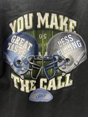 VTG 90s Miller Lite You Make The Call Great Taste Less Filling Black T ...
