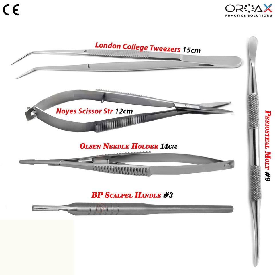 OROAX Micro Surgical Instrument Set Noyes Scissors & Castroviejo Forceps Combo | eBay