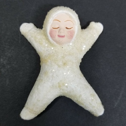 Snow Angel Snowbaby Ceramic Bisque Figurine Glitter Winter Christmas ...