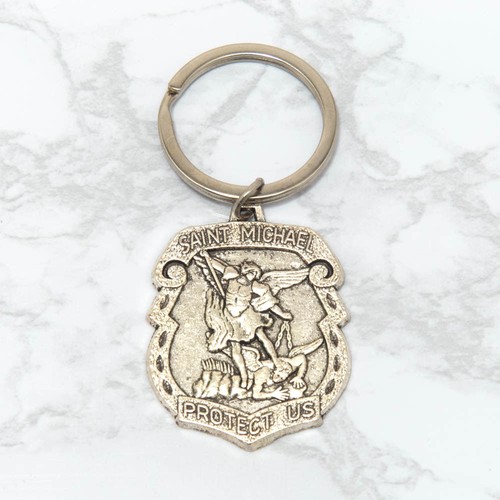 Archangel Saint St Michael Medal Shield Protect Us Key Chain Ring ...