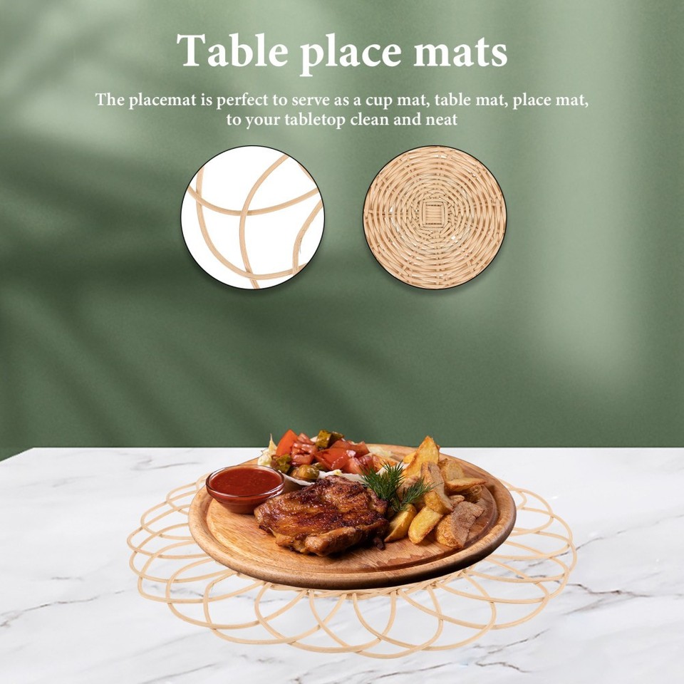 Bohemian Rattan Woven Pad Pot Mat Pot Holder Hot Dish Placemat Desktop ...