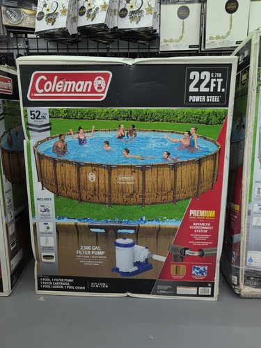 Coleman Power Steel 22' x 52" Round Metal Frame Above Ground Pool Set ...