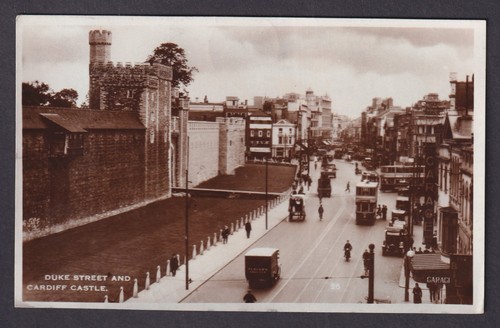 Vintage Postcard Wales Cardiff Duke Street Cardiff Castle 1937 | eBay
