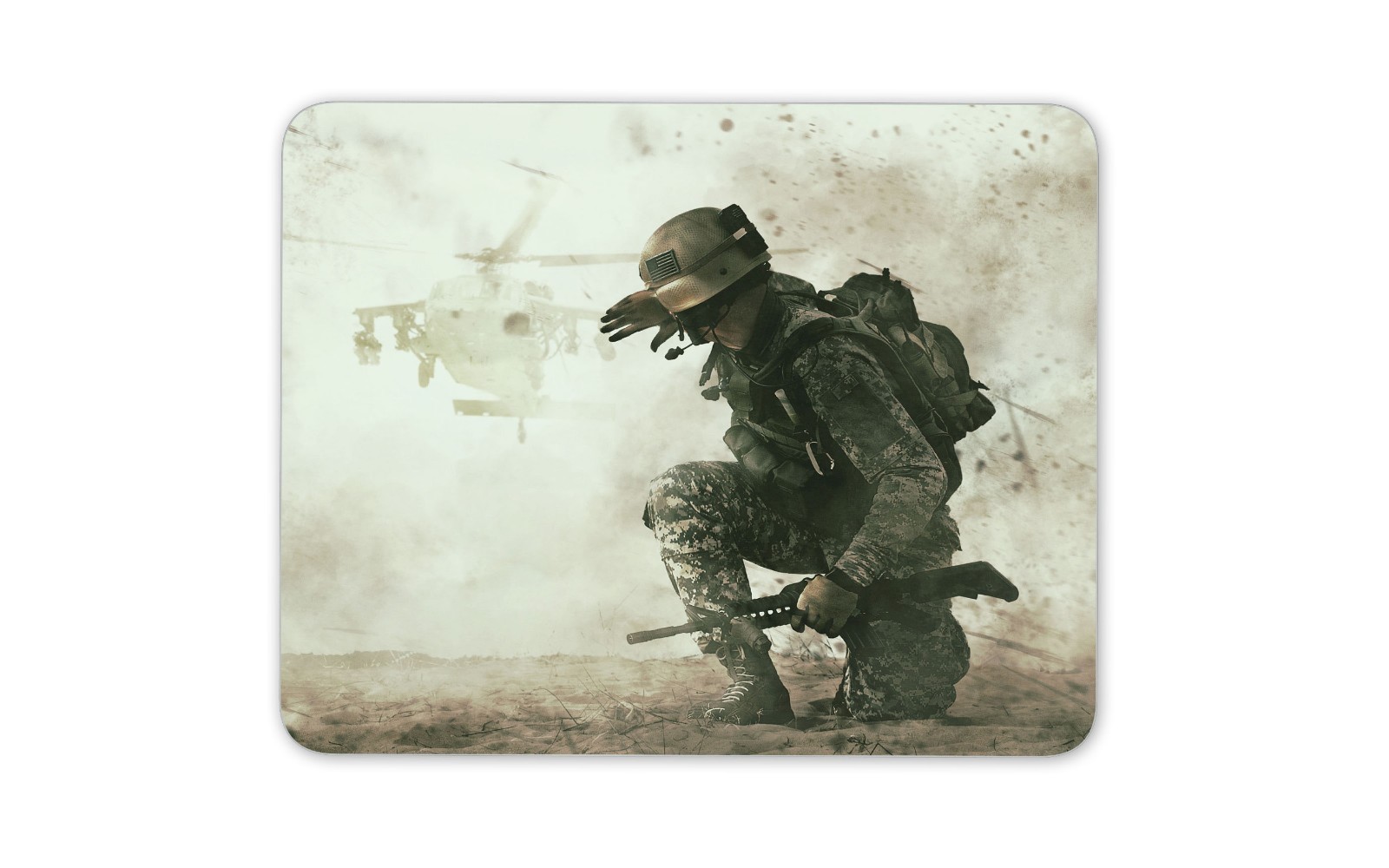 Battlefield Soldier Mouse Mat Pad - War Helicopter Army Computer Gift ...