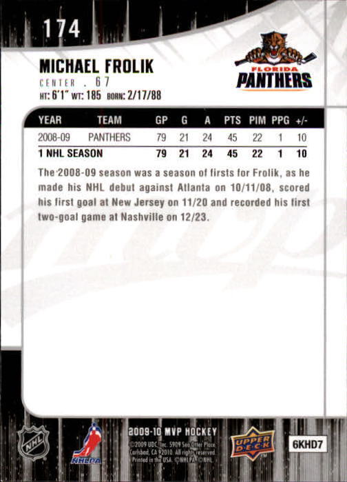 2009-10 Upper Deck MVP #174 Michael Frolik | eBay