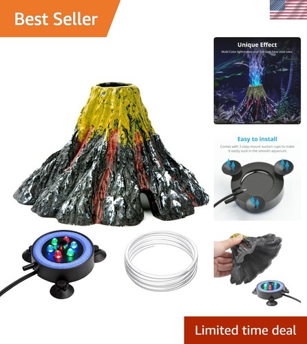 Modern Volcano Bubbler Decoration for Aquariums - Lighted and ...