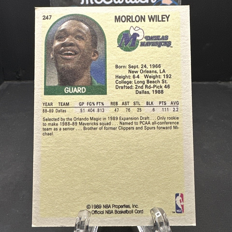 1989-90 NBA Hoops Morlon Wiley #247 Rookie RC Dallas Mavericks | eBay