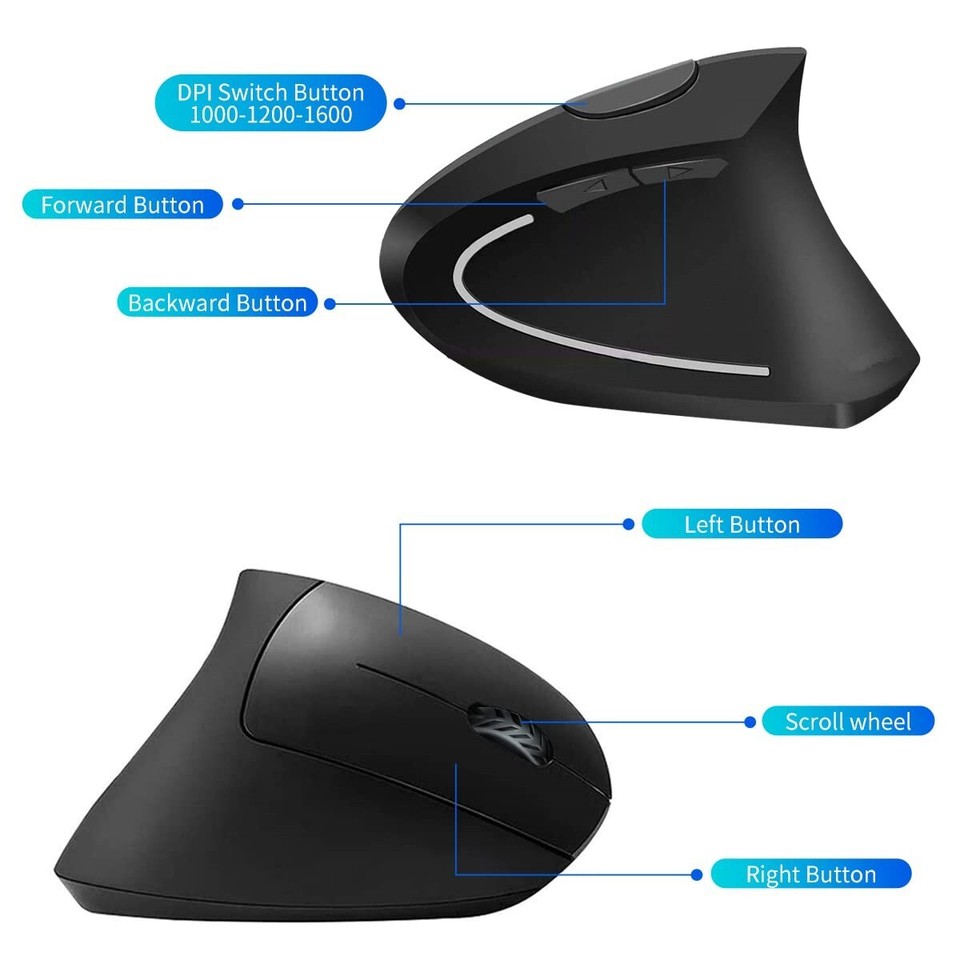 Ergonomic Mouse Wireless,Rechargeable Vertical Mouse with USB Receiver ...
