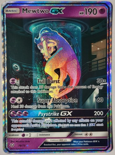 Pokémon TCG Mewtwo GX (Shining) Shining Legends 78/73 Holo Secret Rare ...