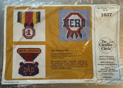 Creative Circle Cross-stitch kit 1637 Winners ~ finished each 3" x 3-1/ ...