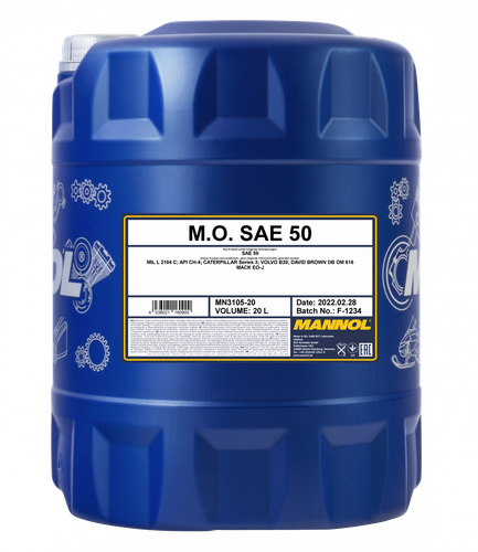 20 Litres MANNOL M.O. SAE 50 3105 Machines Huile Moteur API CH-4 MIL L ...