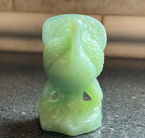 Mosser Glass - Jadeite Green Turkey Solid Glass Figurine Thanksgiving 2 ...