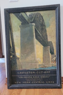 New York Central Railroad Castleton Cut-Off Tin Litho Sign Herbert ...