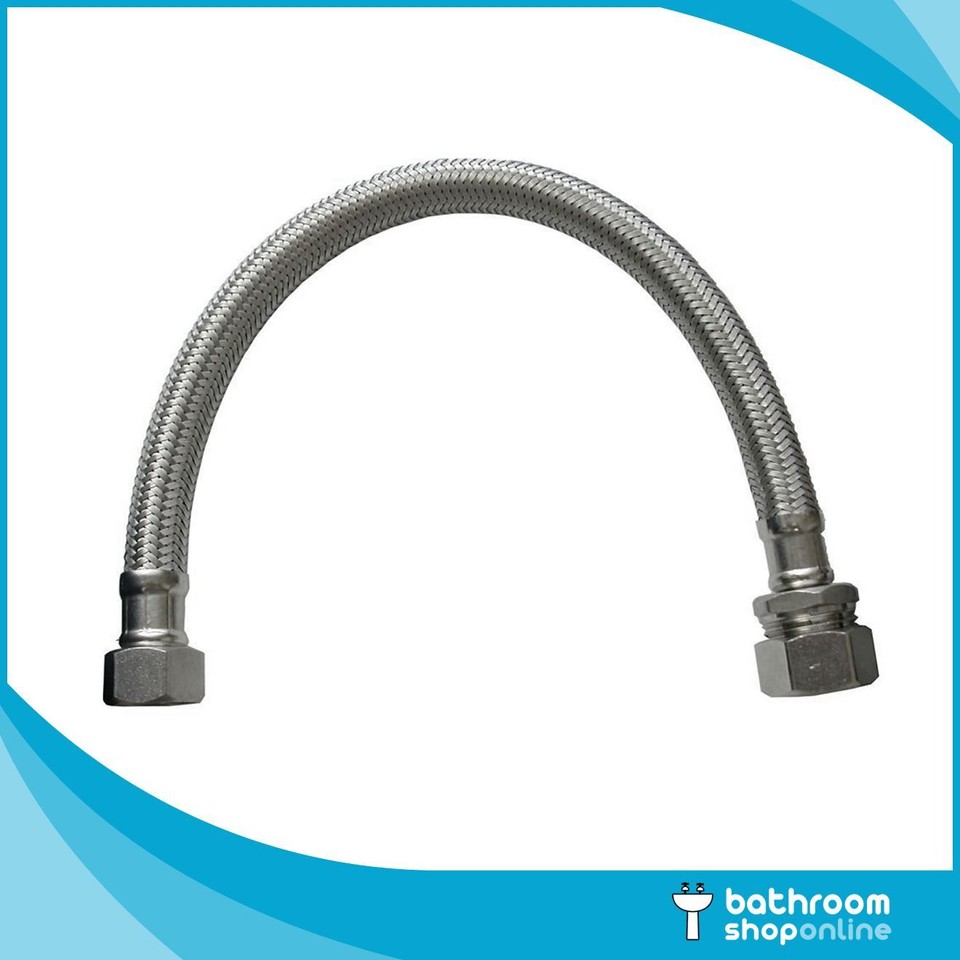 Flexi Pipe Connector 15mm x 1/2" BSP 300mm Tap Toilet Braided Hose WRAS ...